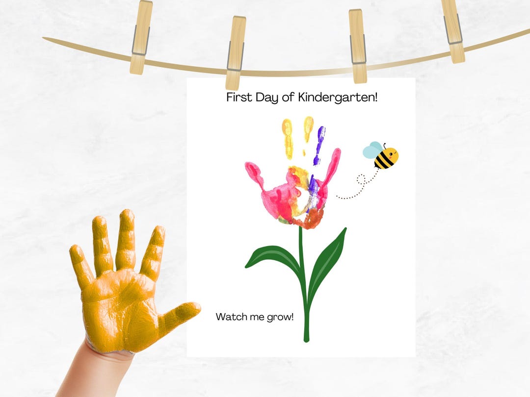 First Day of Kindergarten Handprint Activity, Watch Me Grow Handprint ...