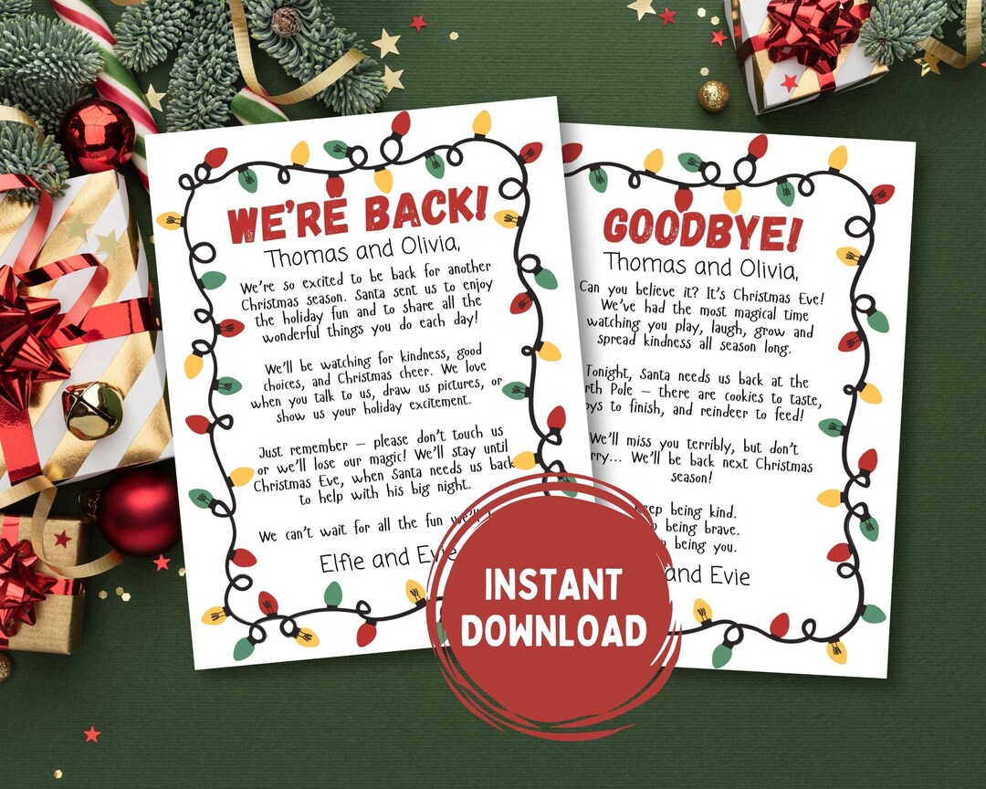 Elves Arrival & Goodbye Letter Set | Printable Elf Letters | Christmas ...