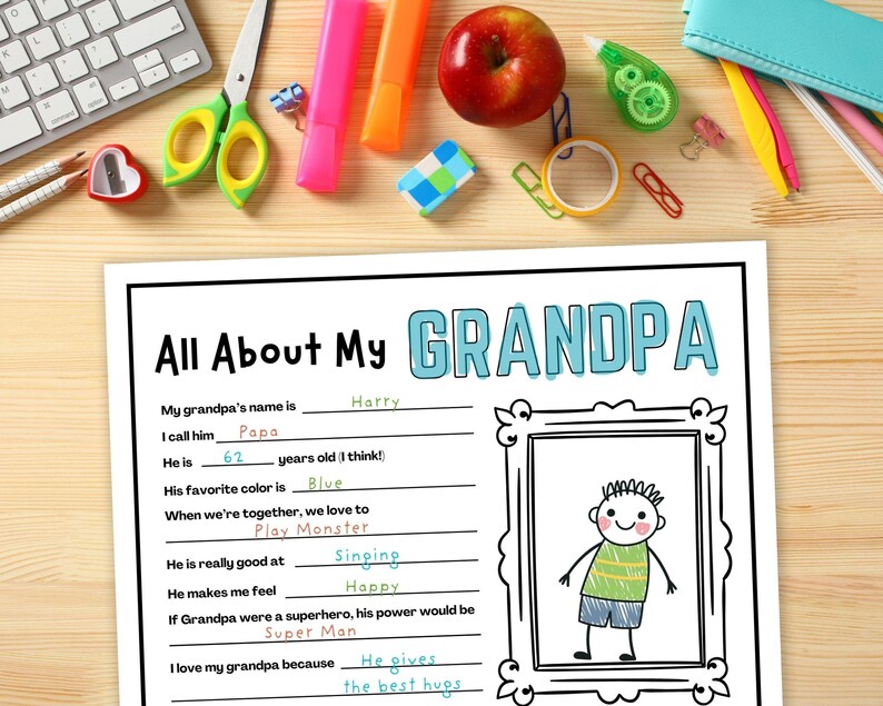 All About My Grandpa Printable Worksheet, Grandparents Day ...