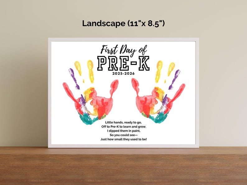 First Day of Preschool Handprint, Pre-k Handprint Activity, 2025-2026 ...