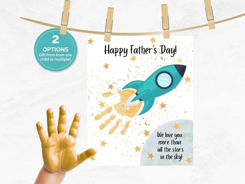 Father's Day Handprint Art, Father's Day DIY Gift From Kids, Printable ...