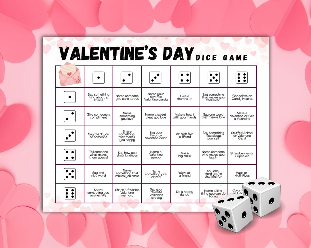 Valentine's Day Dice Game for Kids & Families | Printable Valentine ...