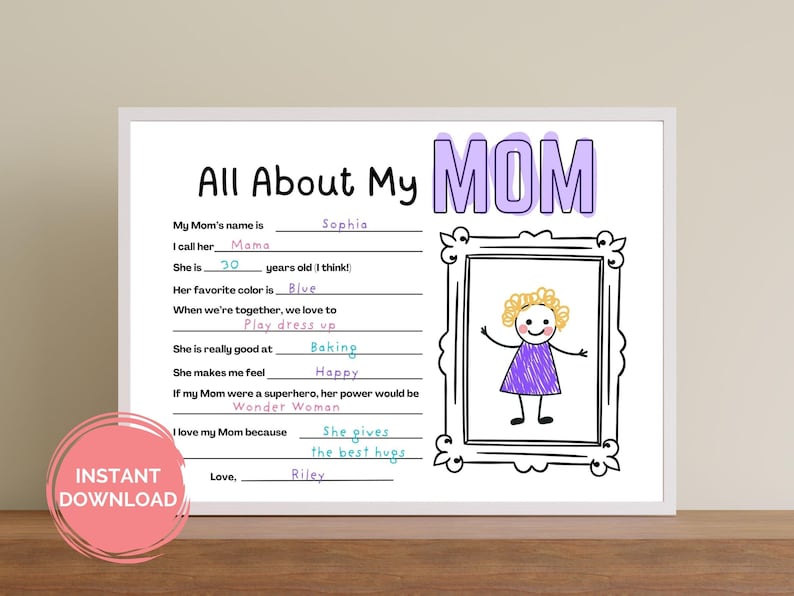 All About My Mom Printable, Mother's Day Questionnaire, Birthday ...