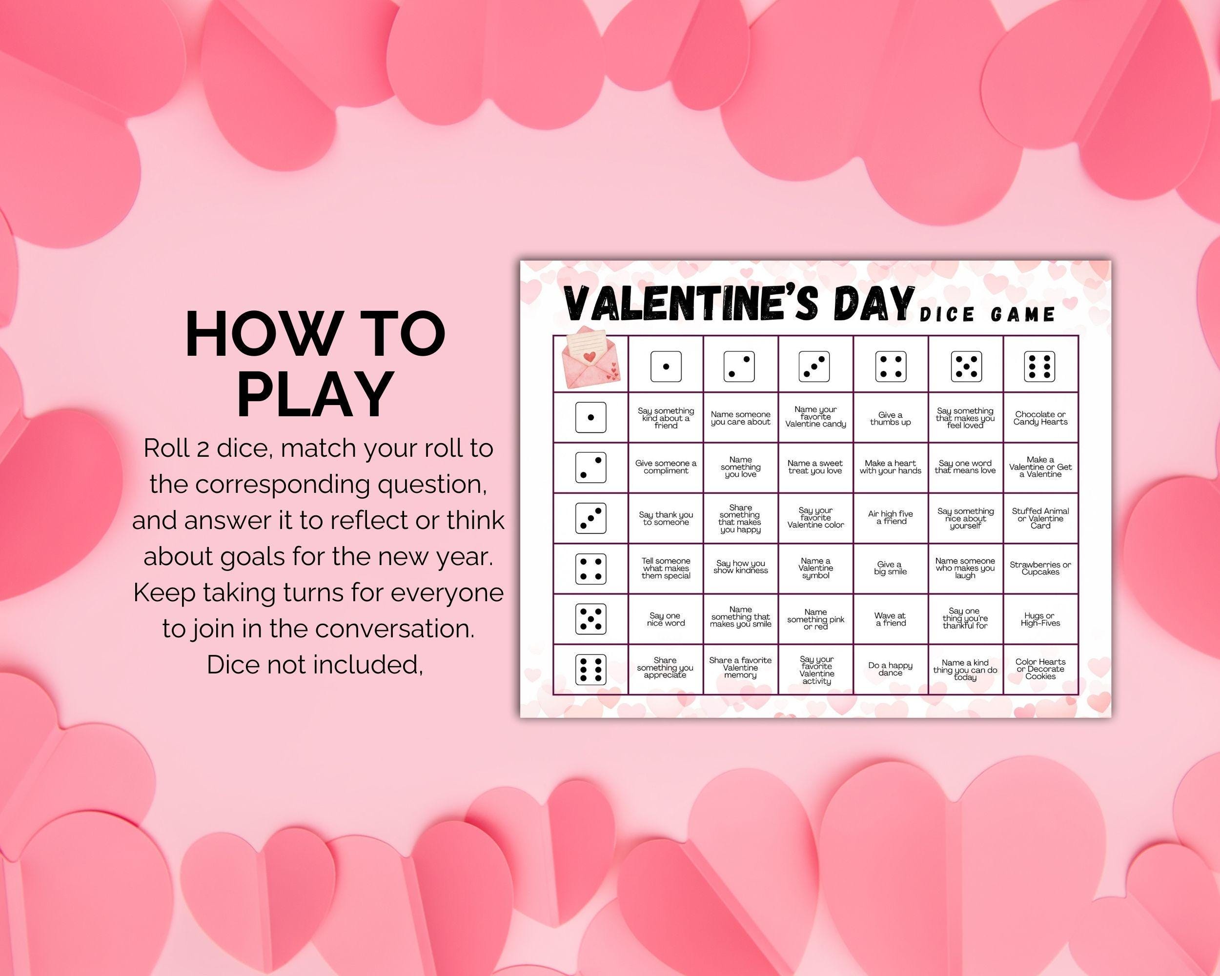 Valentine's Day Dice Game for Kids & Families | Printable Valentine ...