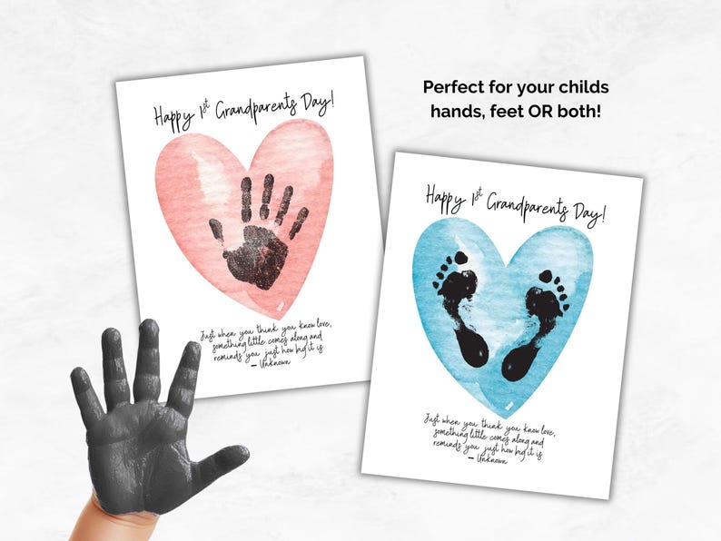 1st Grandparents Day Handprint Footprint Art, Keepsake From Grandkids ...