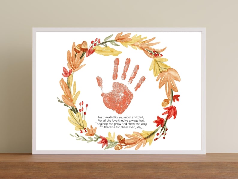 Thanksgiving Handprint Craft, DIY Fall Activity, Autumn Wreath ...