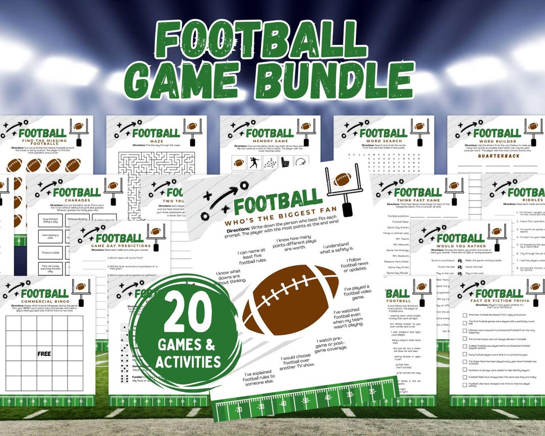 Football Party Game Bundle | 2026 Super Big Bowl Printables | Football ...