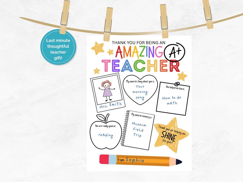 All About My Teacher, Thank You Teacher, Teacher Appreciation Gift, End ...