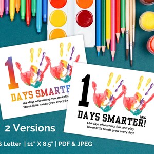 100 Days of School Handprint Art | Printable 100 Days Smarter Activity ...