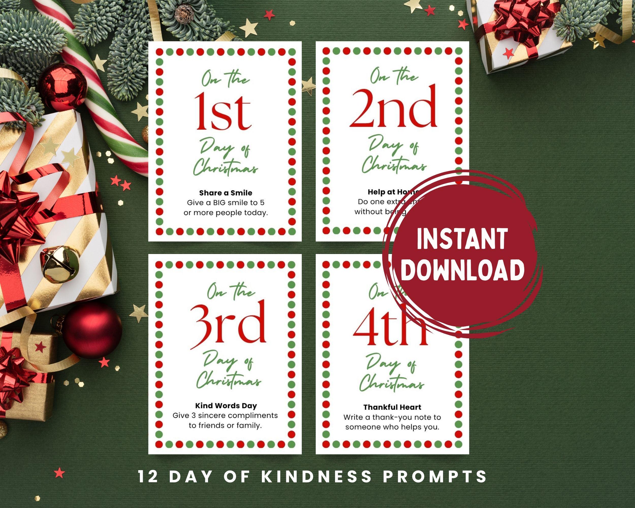 12 Days of Christmas Kindness Cards | Printable Kindness Activity for ...