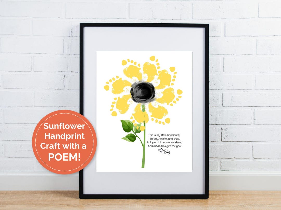 Sunflower Handprint Craft, Baby Footprint Keepsake, DIY Fall Activity ...