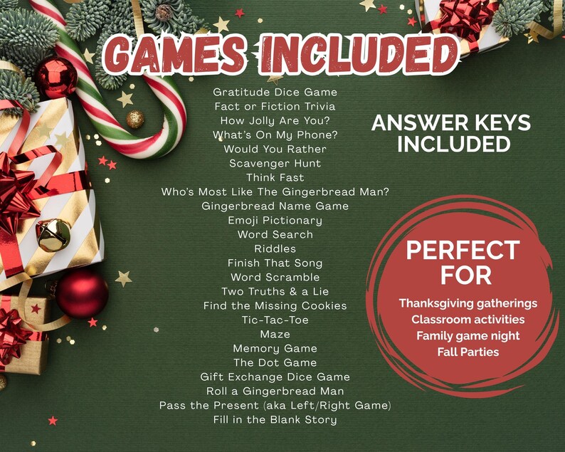 Christmas Game Bundle, 24 Christmas Party Games for Kids, Teens ...