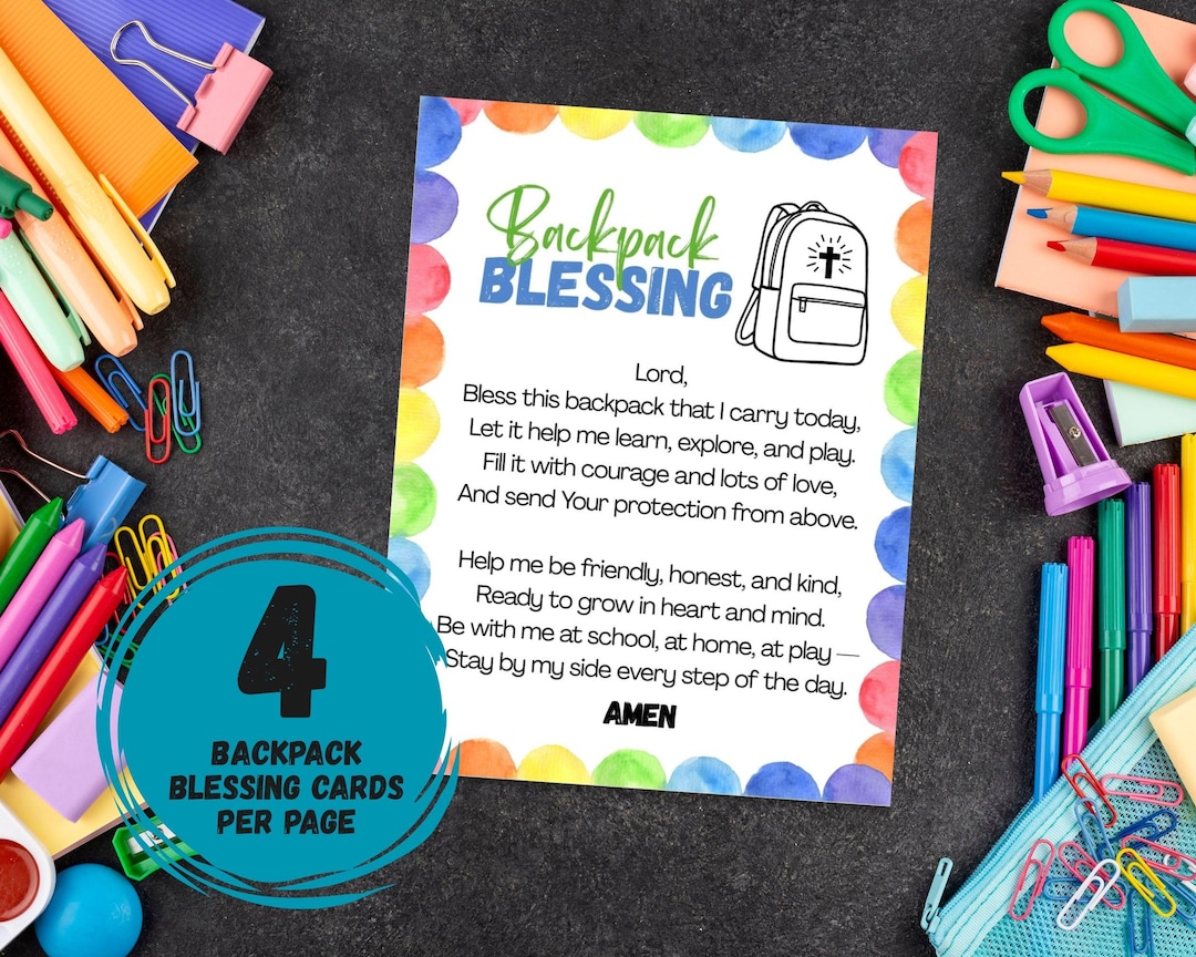 Backpack Blessing, Printable Back to School Prayer, First Day of School ...
