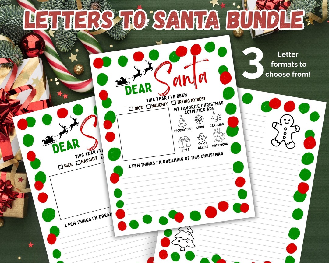 Letters to Santa Bundle, Printable Christmas Wishlist, Christmas Wish ...