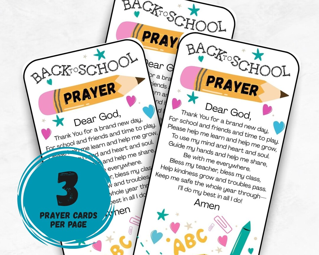 Back to School Prayer Card, First Day of School Prayer, Printable ...