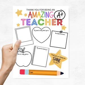 All About My Teacher, Thank You Teacher, Teacher Appreciation Gift, End ...