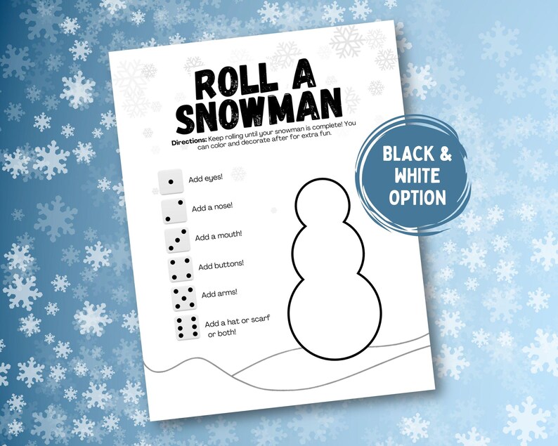 Roll a Snowman Activity | Snowman Dice Game | Snowman Drawing Game for ...