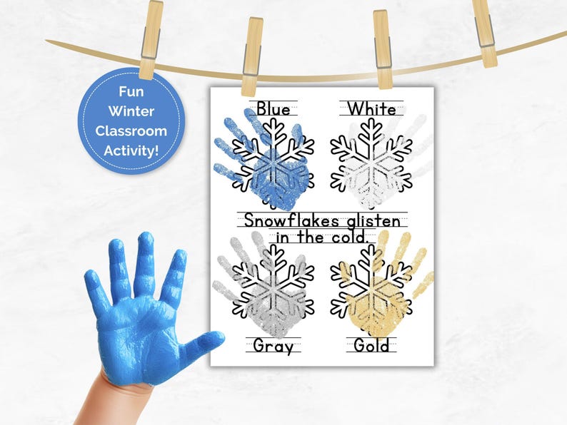 Colors of Winter Worksheet, Snowflake Handprint / Coloring Learning ...