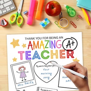 All About My Teacher, Thank You Teacher, Teacher Appreciation Gift, End ...