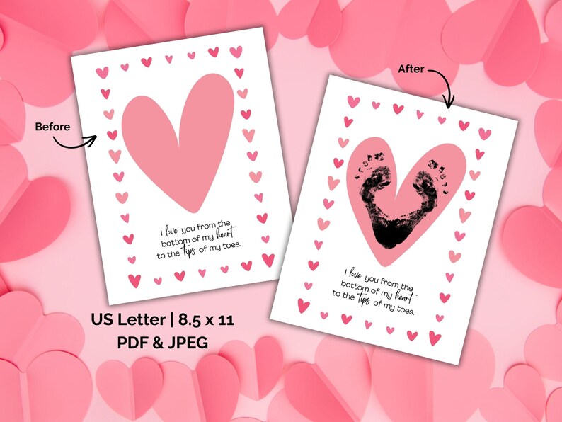 Valentine's Day Footprint Heart, Printable Footprint Craft for Infant ...