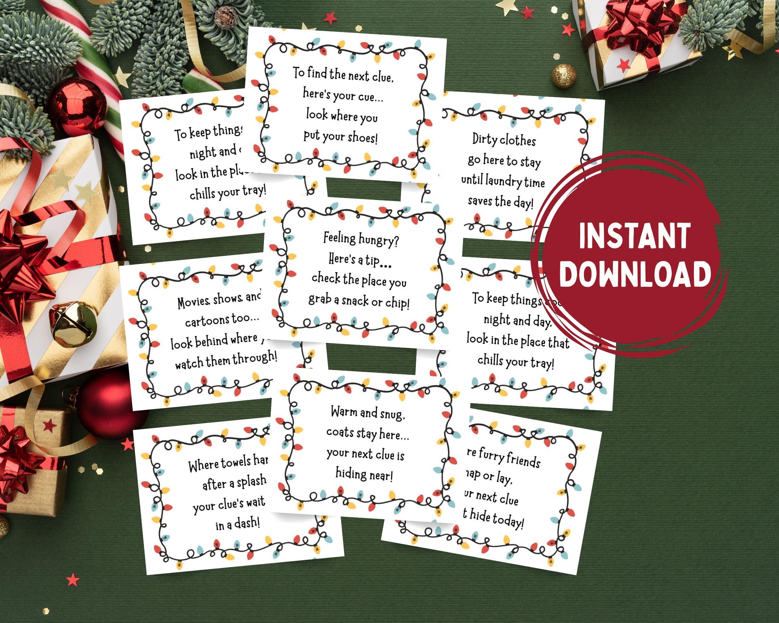 Christmas Scavenger Hunt Clues, Printable Elf Scavenger Hunt Riddles ...