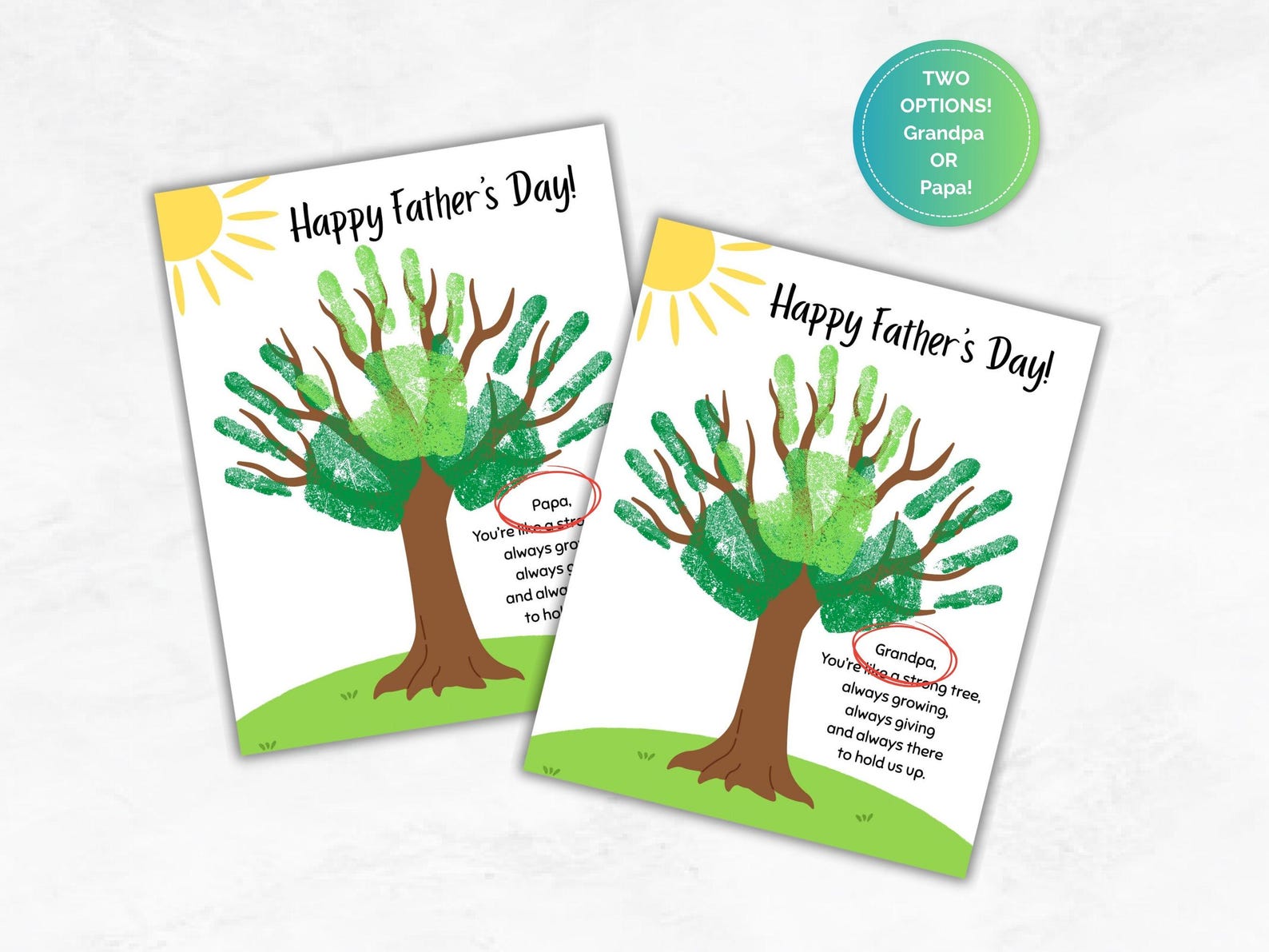 Grandpa/papa Handprint Tree Art, Father's Day Gift, Gift From Grandkids ...