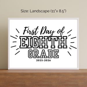 Printable First Day of 8th Grade Sign, DIY Back to School Coloring Page ...