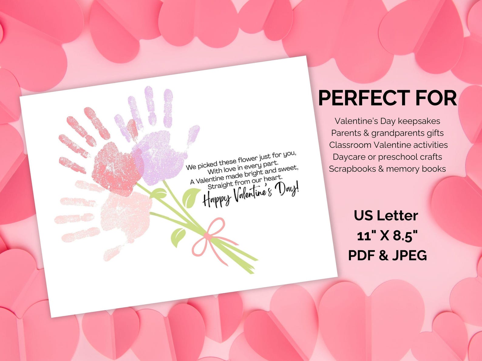 Valentine's Day Handprint Bouquet From Multiple Kids, Handprint Craft ...