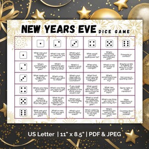 New Years Eve Dice Game for Kids & Families, Printable NYE Activity ...