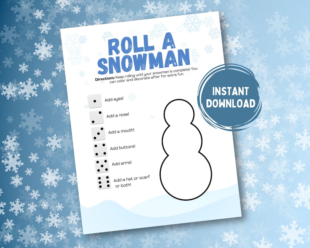 Roll a Snowman Activity | Snowman Dice Game | Snowman Drawing Game for ...