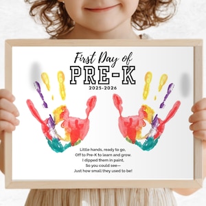 First Day of Preschool Handprint, Pre-k Handprint Activity, 2025-2026 ...