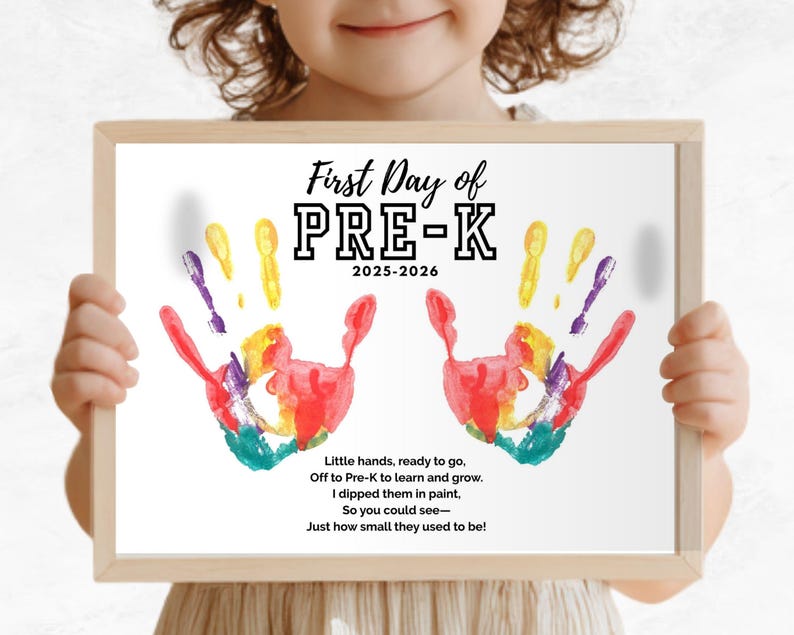 First Day of Preschool Handprint, Pre-k Handprint Activity, 2025-2026 ...