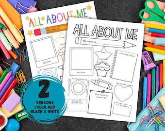 All About Me Printable Worksheet – Fun Back-to-school Activity for Kids ...