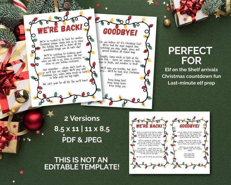 Elves Arrival & Goodbye Letter Set | Printable Elf Letters | Christmas ...