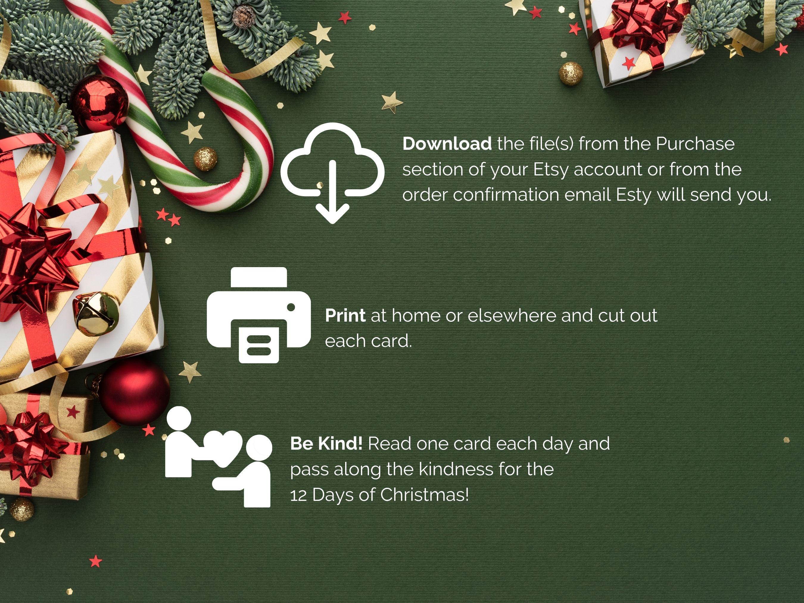 12 Days of Christmas Kindness Cards | Printable Kindness Activity for ...