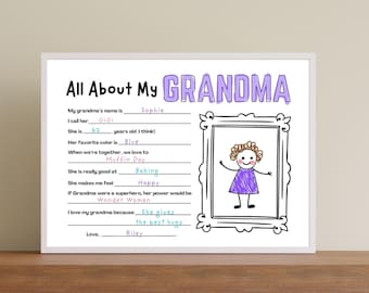 All About Grandma Printable Questionnaire- Mother's Day Gift for ...
