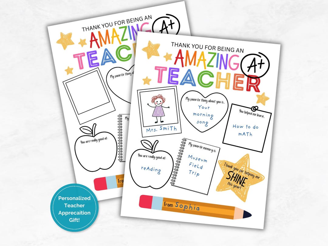 All About My Teacher, Thank You Teacher, Teacher Appreciation Gift, End ...