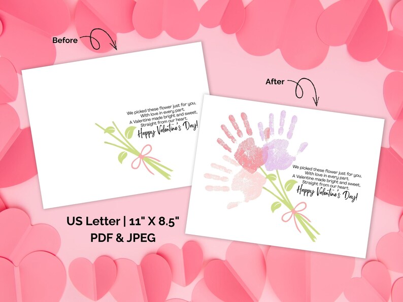 Valentine's Day Handprint Bouquet From Multiple Kids, Handprint Craft ...