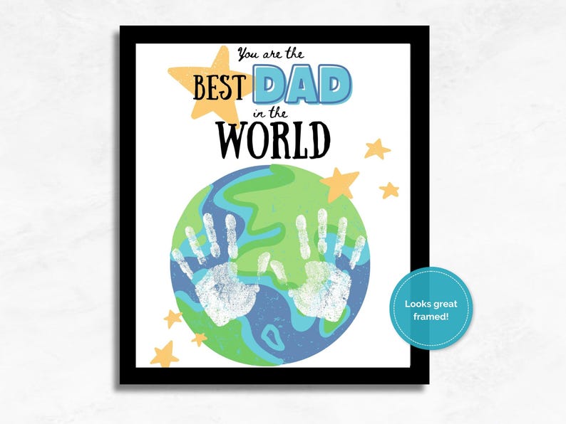 Best Dad in the World Handprint Art | Father's Day Gift From Kids ...