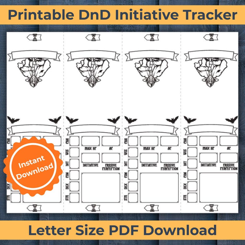 Printable Initiative Tracker Dnd PDF | Letter Size Sheet - Etsy