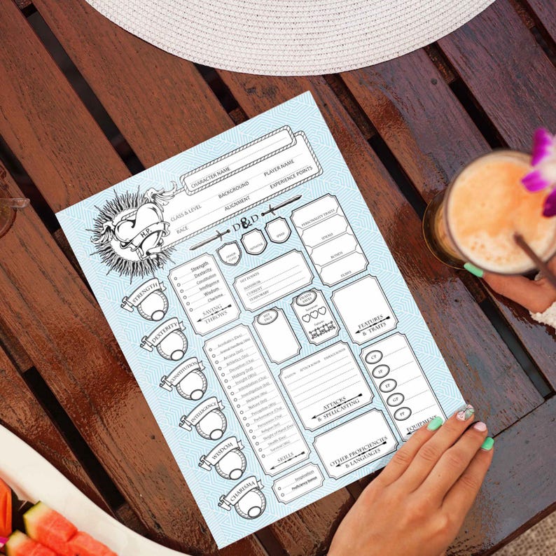 Printable 5e Character Sheet | Customizable Dnd Character Sheet PDF - Etsy