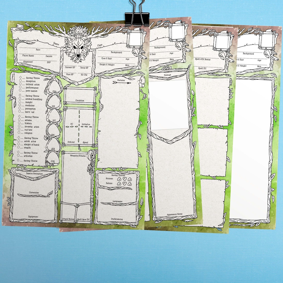 Editable Druid Character Sheet for Dnd 5e Forest Design - Etsy Canada