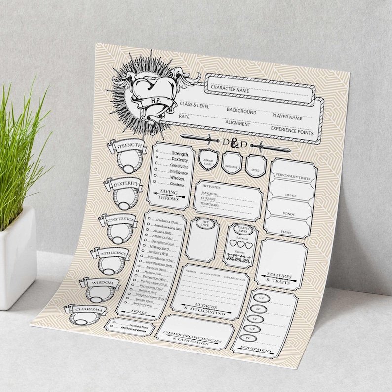 Printable Dnd Character Sheet PDF Ready to Use 5e Character Sheet ...