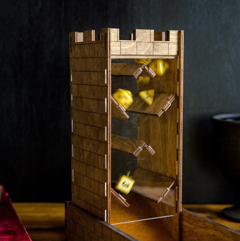 Wooden Dungeons and Dragons Dice Tower Set Elevate Your RPG Experience ...