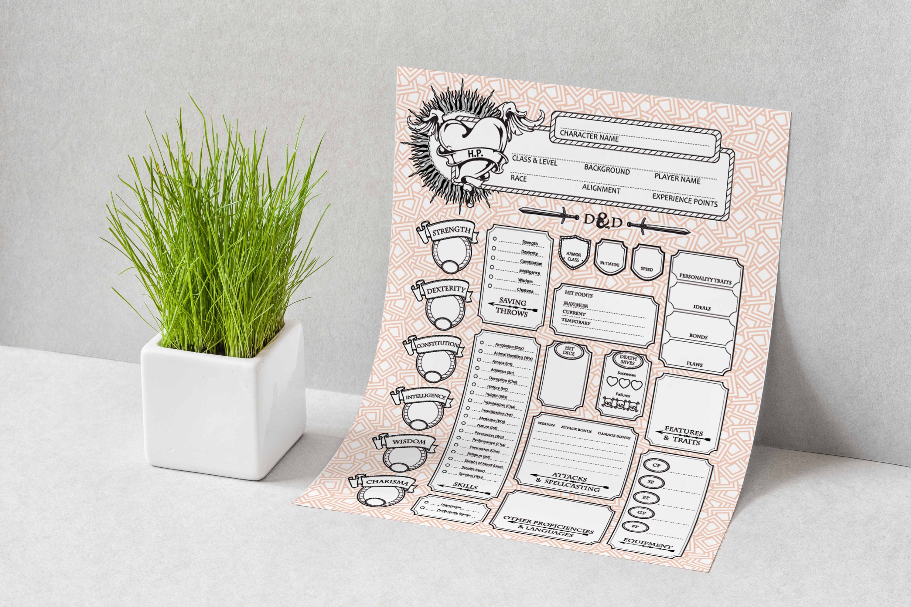 Magical Dnd Gift for Him: Pink 5e Character Sheet for Epic Adventures ...