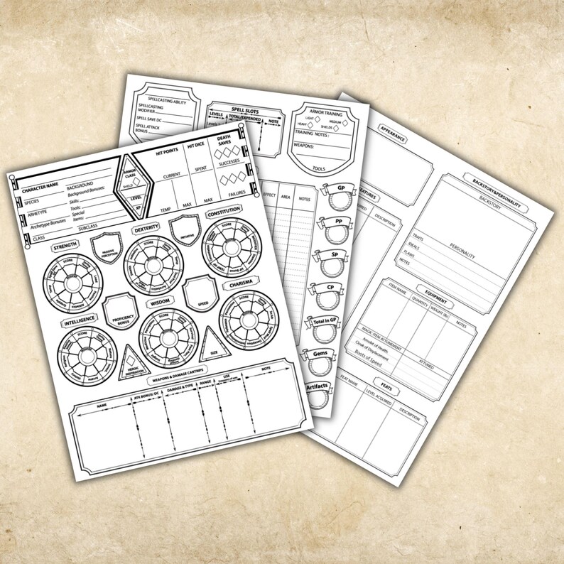 Expanded DnD 5e Charakter Sheet 2024 edition , printable pdf download ...