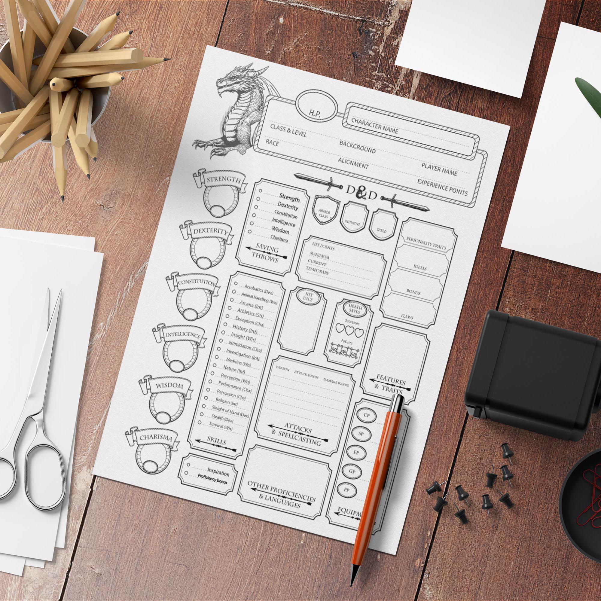 Create Your Hero: Detailed 5e Character Design Sheet, Digital Download ...
