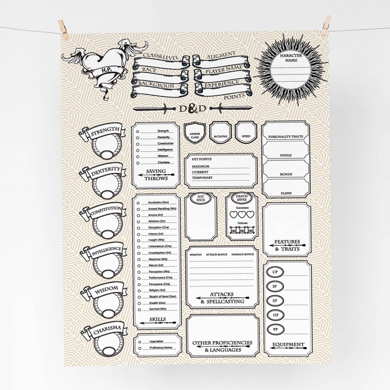 New Simple and Convenient Dnd Character Sheet. PDF Character Sheet for ...