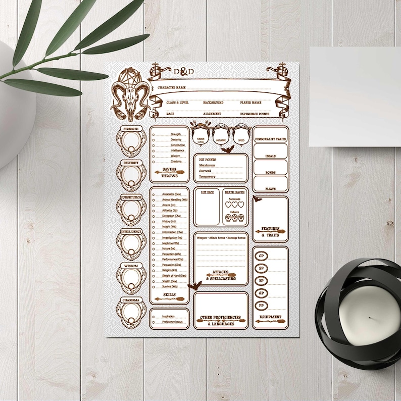 Printable Dnd Character Sheet - 5e Compatible RPG Download ...