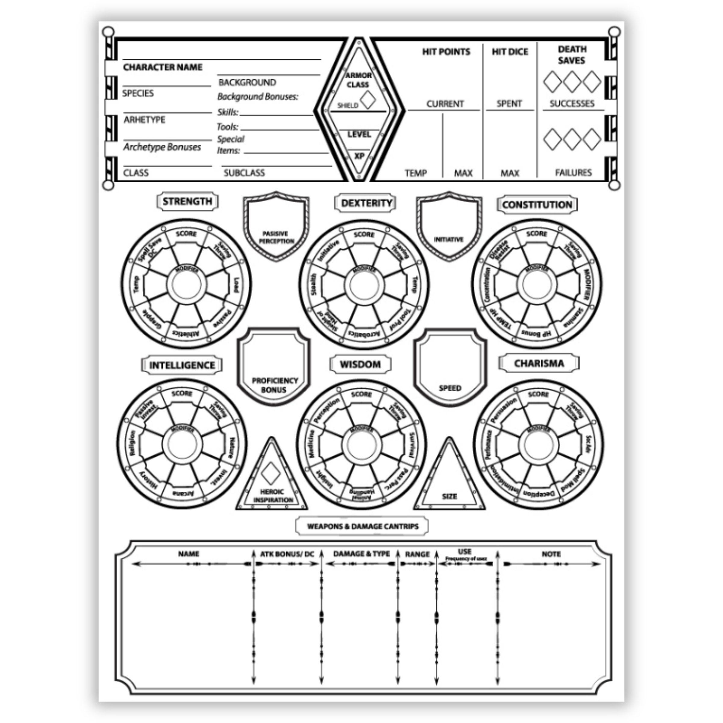 Dnd 5e Character Sheet Pdf Expanded 3 Page Printable Fillable Sheet